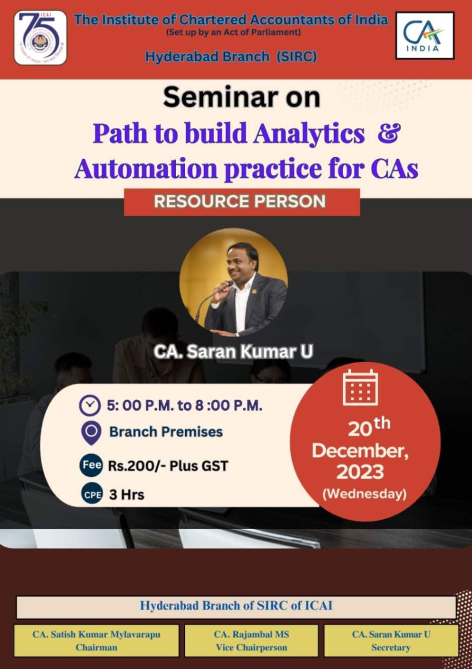 Event Details - Seminar on Path to build Analytics & Automation ...
