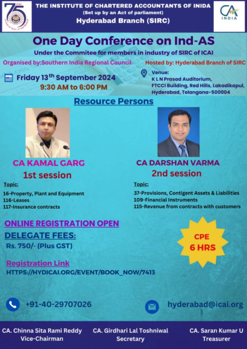 Event Details - One Day Conference on Ind-AS - Hyderabad Branch of SIRC ...